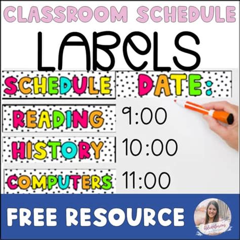 Classroom Schedule Labels Free By Adventurous Elementary Tpt
