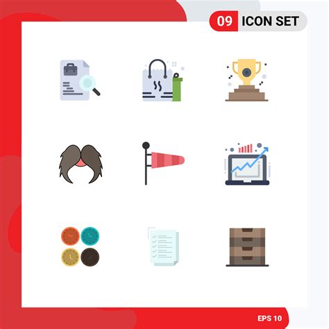 Universal Icon Symbols Group Of 9 Modern Flat Colors Of Nature Male Eid Movember Moustache