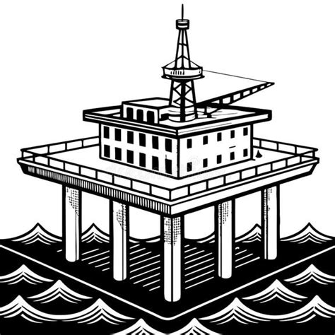 Offshore Oil Platform Vector Art Ideal For Industrial Designs And Nautical Themes Stock Image
