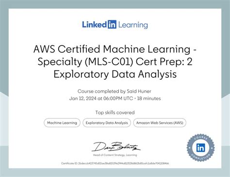 said huner on linkedin certificate of completion