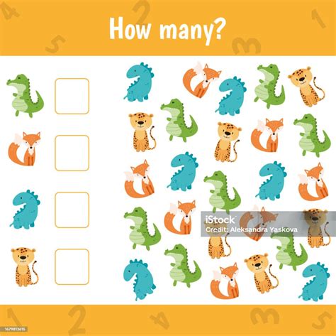 숫자를 세고 씁니다 유치원 또는 유치원 워크시트 벡터 그림입니다 마리 개발에 대한 스톡 벡터 아트 및 기타 이미지 개발 공부 교습 Istock
