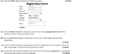 Solved Q Write The HTML Code To Generate The Following Chegg Com