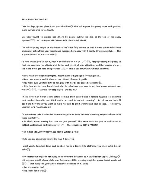 Basic Oral Sex Tips Pdf Vagina Clitoris