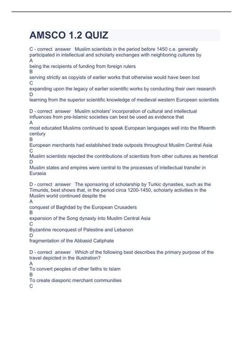 Amsco 1 Question And Answers Correctly Solved 2023 2024 Amsco Stuvia Us