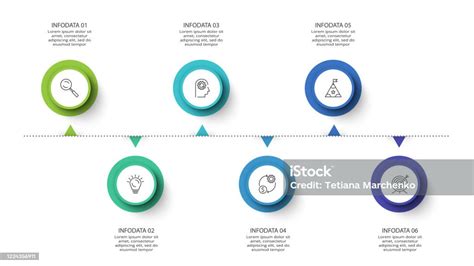 6 단계 옵션 부품 또는 프로세스와 인포 그래픽에 대한 창조적 인 개념 비즈니스 데이터 시각화 0명에 대한 스톡 벡터 아트 및 기타 이미지 Istock