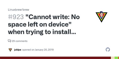 cannot write no space left on device when trying to install