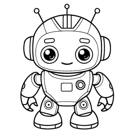 Premium Vector Funny Friendly Robot Drawing Illustration For