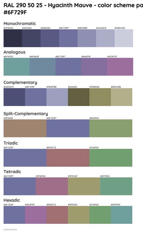 RAL 290 50 25 Hyacinth Mauve Color Palettes Colorxs