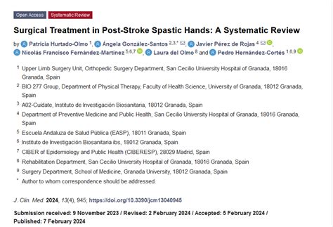 Surgical Treatment In Post Stroke Spastic Hands A Systematic Review Escuela Andaluza De Salud