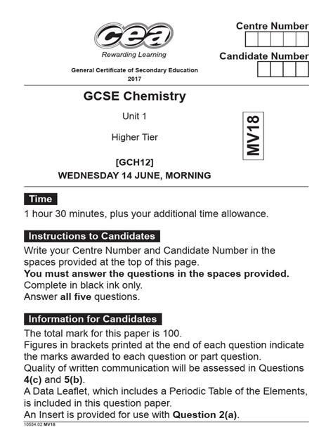 Gcse Chem Past Papers Mark Schemes Modified Mayjune Series 2017 21801