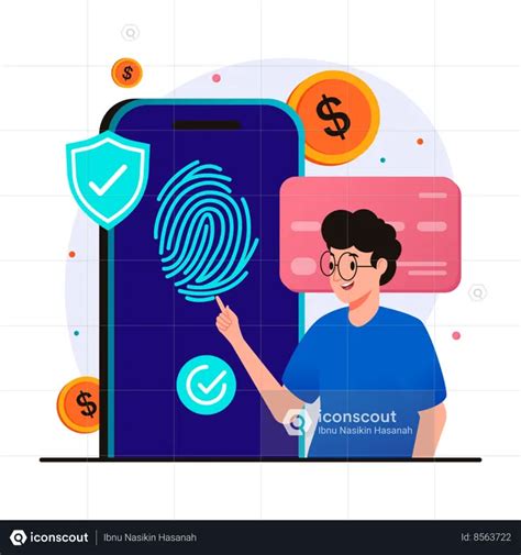 Secure Payment Using Fingerprint Illustration Free Download Business Illustrations Iconscout
