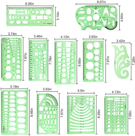 15pcs Geometric Stencils Drawing Templatesdrawing Stencils Drafting