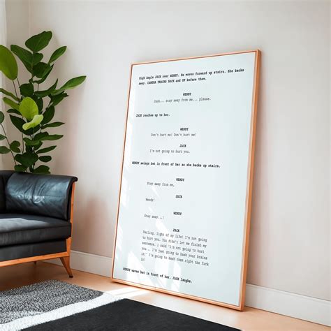 The Shining Script Digital Print Shelley Duvall Scene Movie Poster Stephen King Screenplay