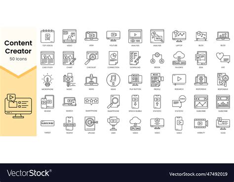Simple Outline Set Of Content Creator Icons Vector Image