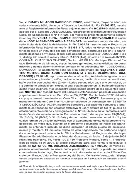 Modelo Compra Venta Apartamento Pdf Dinero
