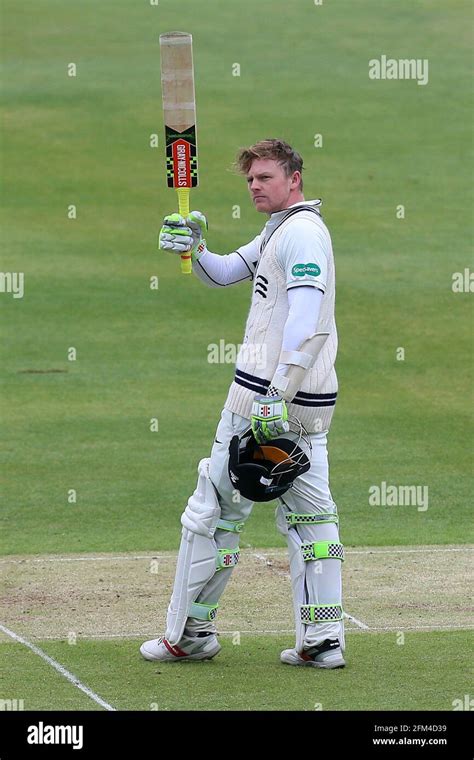 Sam Robson Of Middlesex Celebrates Scoring A Century 100 Runs During