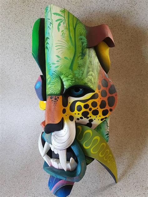 Warior And Jaguar Mask Authentic Boruca Mask Wooden Mask Etsy Jaguar Dibujos De Flores