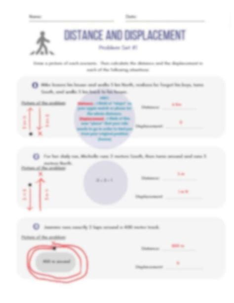Physics Math Distance And Displacement Practice Problems Set 1 With