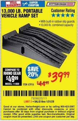 Pittsburgh Automotive 13000 Lb Portable Vehicle Ramp Set For 39 99