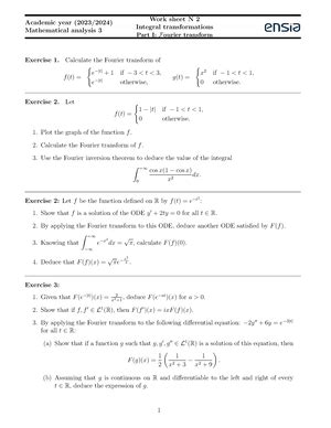 TD4 Corrigé solution of exercises about Fourier transform ESI