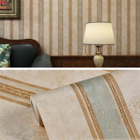 053x5m 3d 스테레오 레트로 자기 접착 부직포 벽지 목가적 인 꽃 침실 거실 Tv 배경 벽 스티커 1014 레트로 줄무늬