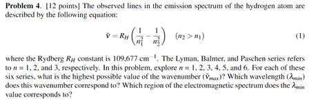 Solved Problem 4 12 Points The Observed Lines In The Chegg