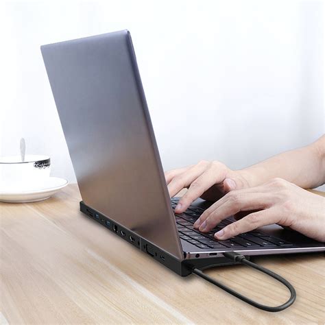 Simplecom CHN USB C In Multiport Docking Station Laptop Stand Dual HDMI VGA Triple