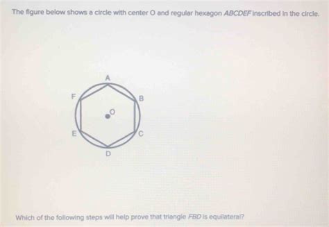 Solved The Figure Below Shows A Circle With Center O And Regular