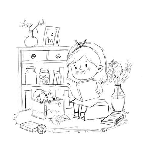 一个小女孩在看书的简笔画怎么画（精选16张） 简笔画图片大全