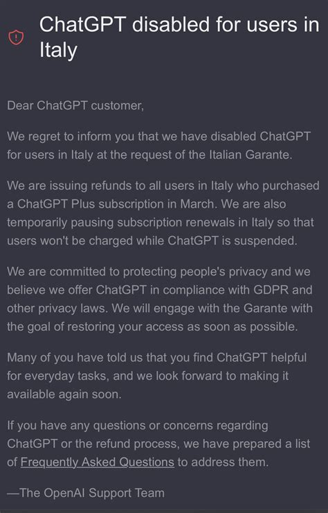 Chatgpt Disabled For Users In Italy Community Openai Developer