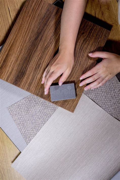 An Interior Designerand X27 S Hand Selects A Palette Of Sample Materials That Includes Different