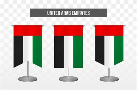 고립 된 Uae 아랍 에미레이트 항공의 현실적인 수직 3d 벡터 일러스트 데스크 플래그 프리미엄 벡터