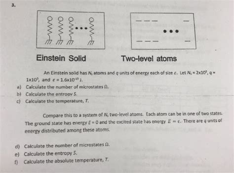 Solved 3 Einstein Solid Two Level Atoms An Einstein Solid