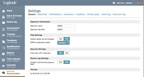 settings logitude etr admin guides