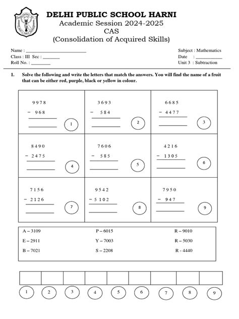 Class3 Cas Ch3 Subtraction Pdf Mathematics