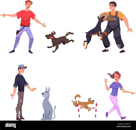 Dog Training Teaching Smart Domestic Animals Playing With Puppies Dogs