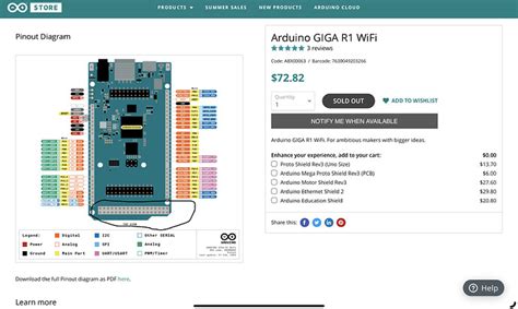 Add Giga Pinout For Bottom Header In Arduino Store GIGA R1 WiFi Arduino Forum