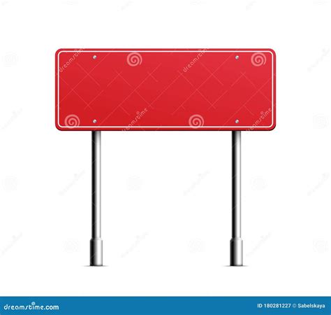Red Rectangle Road Sign With Blank Copy Space For Danger Warning Stock Vector Illustration Of