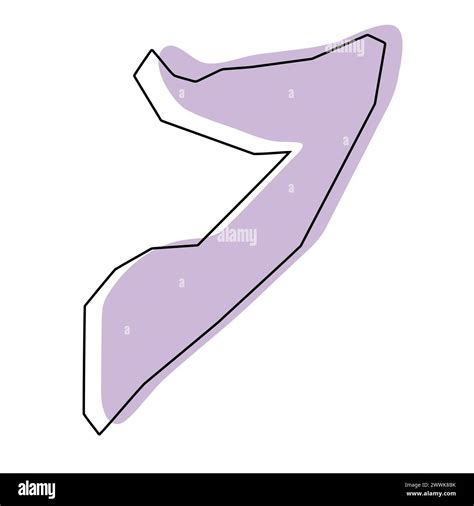 Somalia Country Simplified Map Violet Silhouette With Thin Black