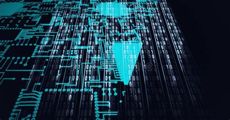 Composition Of Binary Coding Processing Over Computer Circuit Board Stock Illustration