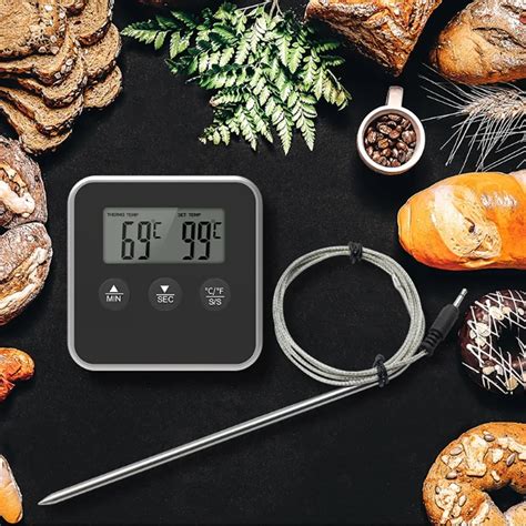 Large Lcd Smoker Oven Kitchen Bbq Grill Thermometer With Alarm