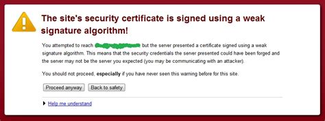Chrome ‘weak Signature Algorithm Solved
