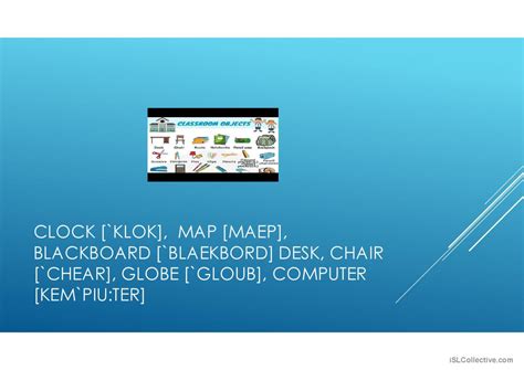 CLASSROOM OBJECTS Pictionary Pictur English ESL Powerpoints