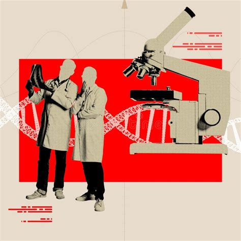 Collaborative Scientific Research Two Scientists Engaged In A Discussion Microscope And Dna