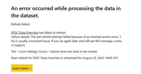 An Error Occurred While Processing The Data In The Microsoft Fabric Community