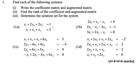 Solved Find Each Of The Following Systems I Write The Chegg