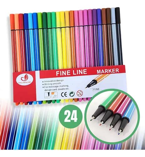 Kit Caneta Fine Line Varias Cores Ponta Fina 0 4mm Cor Da Tinta Kit 24