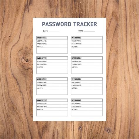 Printable Password Tracker Password Keeper Log Digital Password Planner A4 A5 Letter Sizes