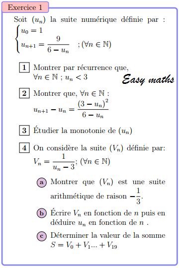 Easy Maths Exercices Sur Les Suites 1er Bac Sciences