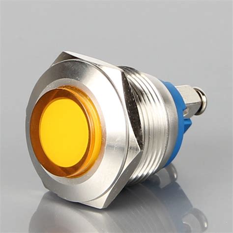 Led Metal Indicator Lights 19mm Round Led Flat Button Head Waterproof